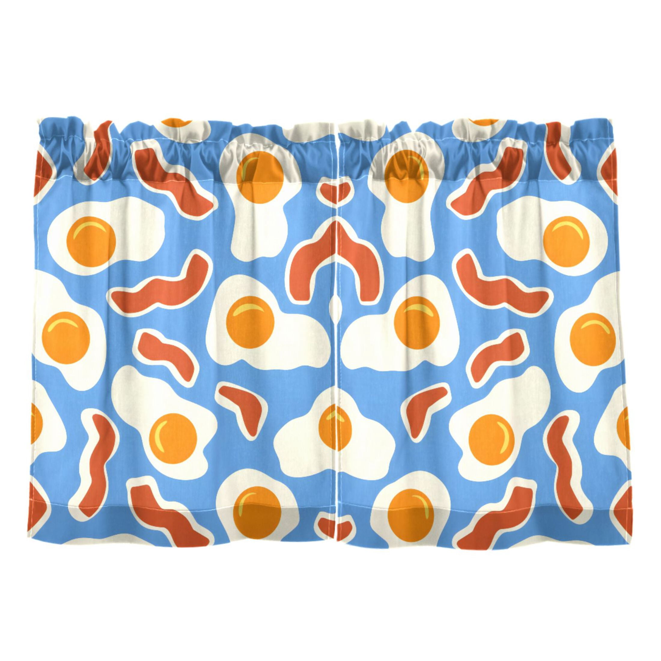 Eggs and Bacon Pattern Tier Curtains Tier Kitchen Living Room Bedroom ...