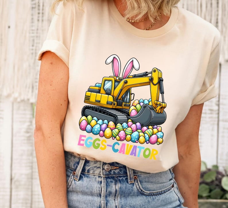 Eggs-cavator Funny Easter Shirt, Christian Easter Shirt, Toddler Easter Tee, Funny Easter Day ...