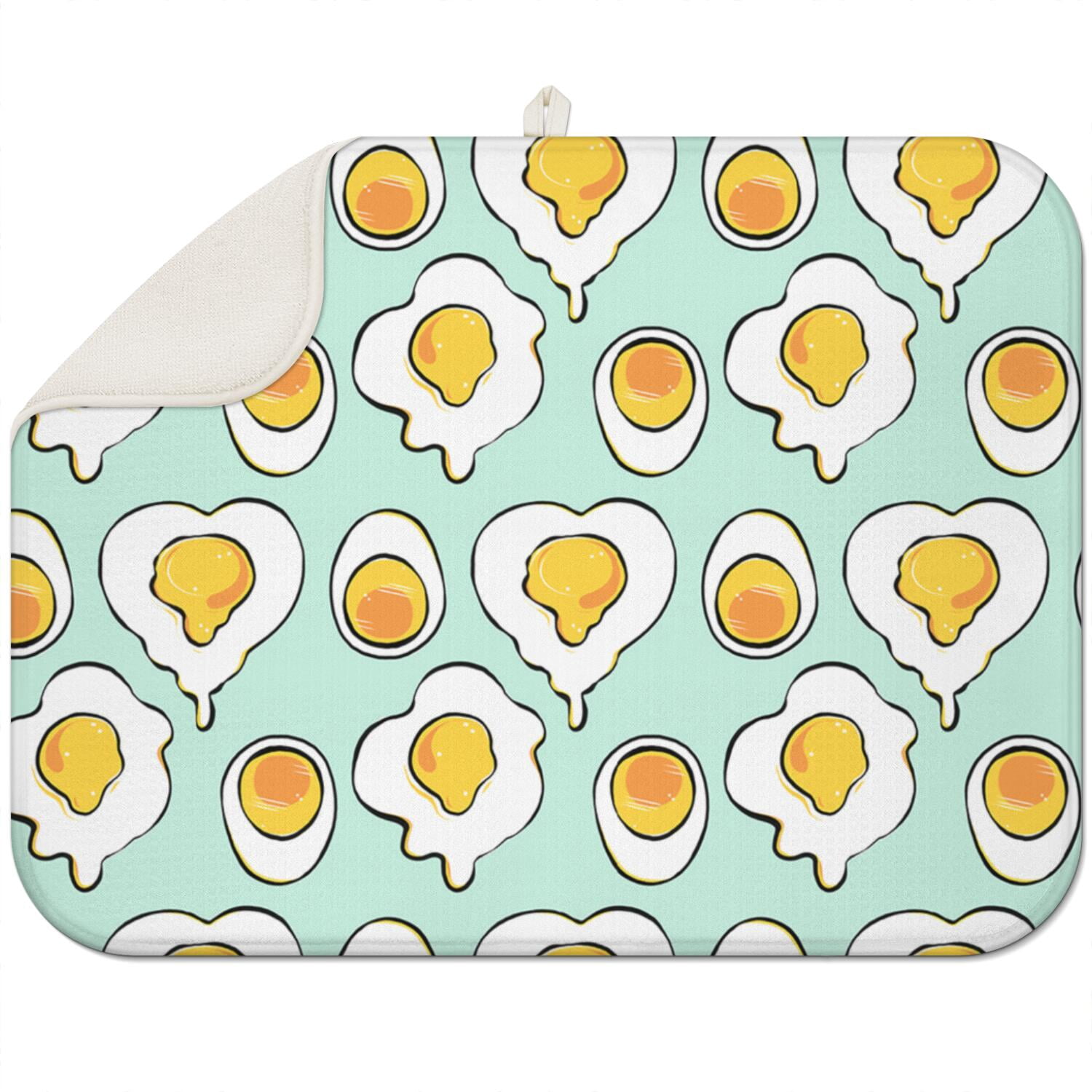 Eggshell & Chick Print Dish Drying Mat - Super Absorbent Heat-Resistant ...