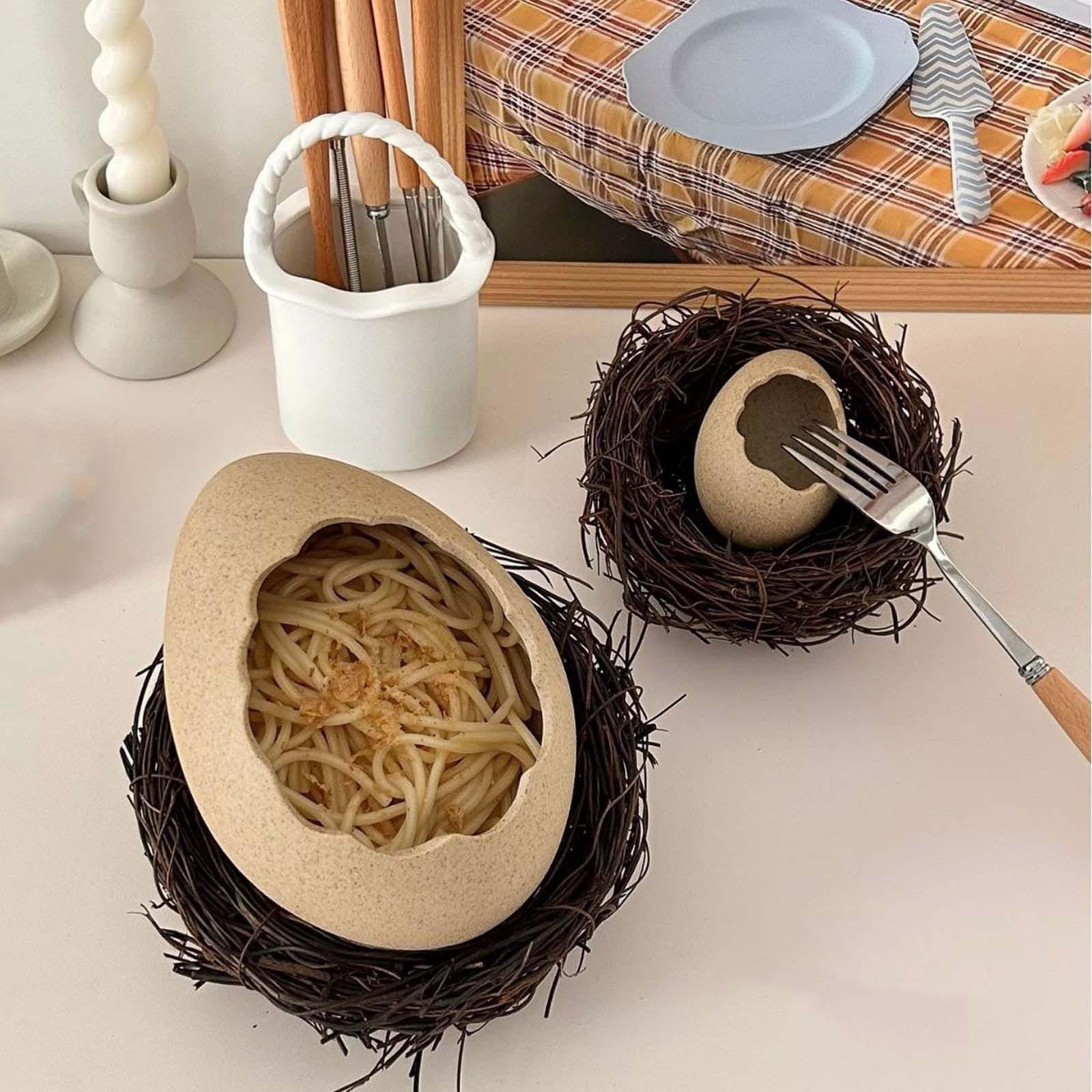 Eggshell-Shaped Tableware, Bird's Nest Dessert Bowl, Unique Ceramic ...
