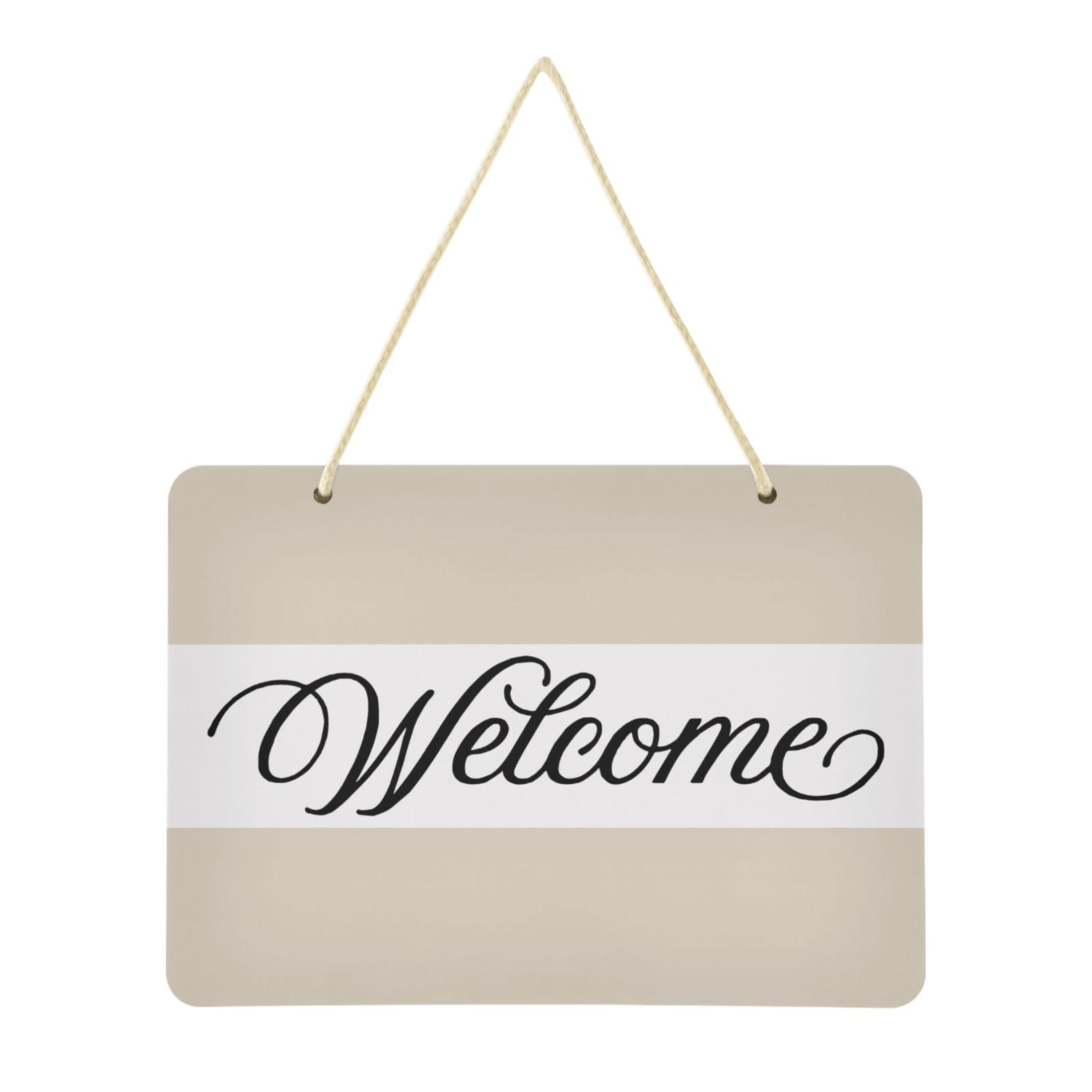 Eggshell Welcome Sign Front Door PVC 14x10 inch Hanger Hello Sign ...