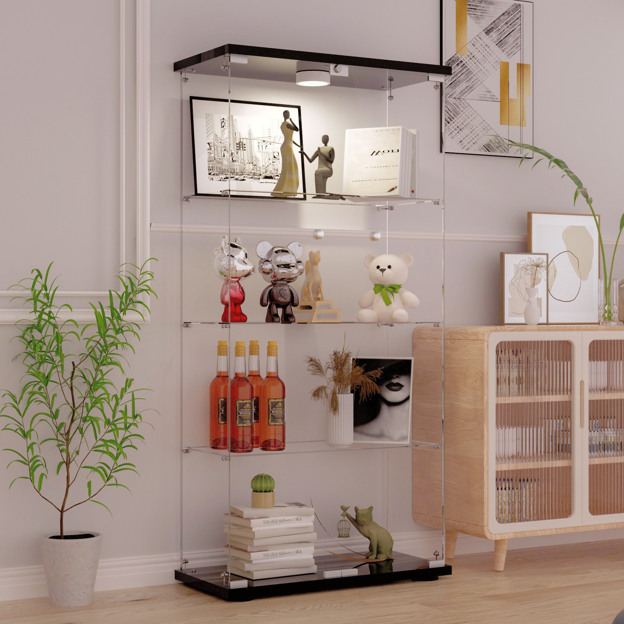 Wooden Corner Display Cabinet , White- Saltoro Sherpi - Walmart.com