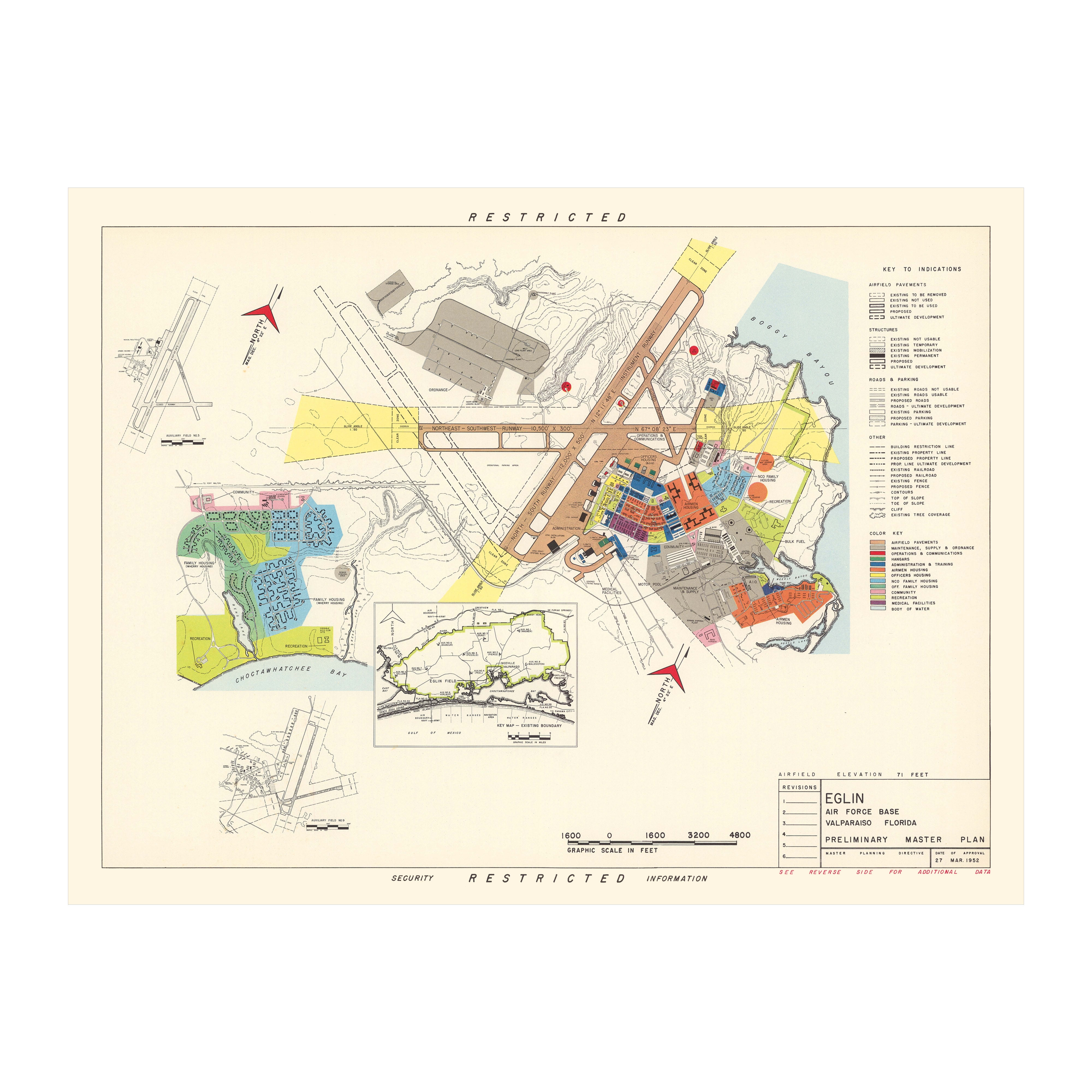 Eglin Air Force Base Art, 1952 Vintage Map of Eglin Air Force Base ...