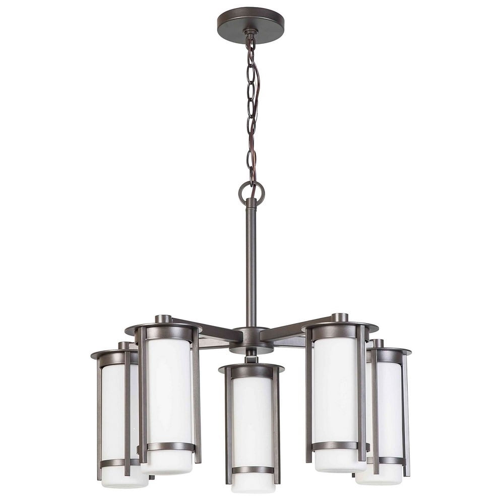 EGLO Truxton Five Light Chandelier, Graphite Finish, Glass, 60W, 24.41 ...
