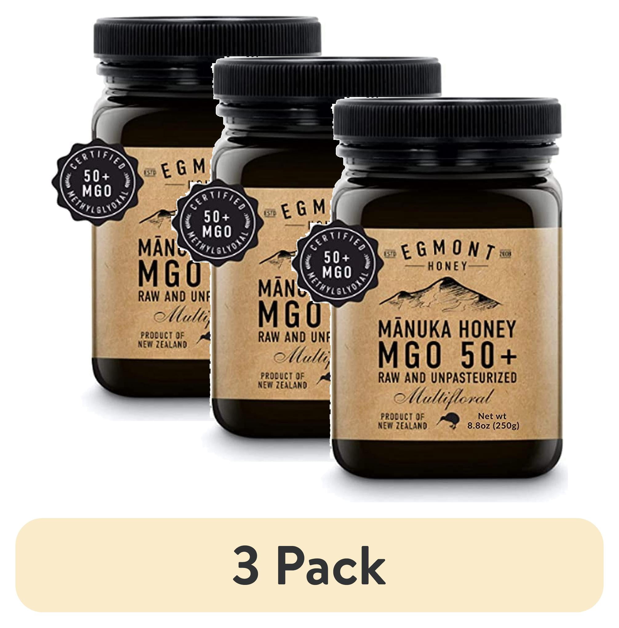 (3 pack) Egmont Honey Manuka Honey MGO 50+ 250g/8.8oz Raw & Unpasteurized - Walmart.com