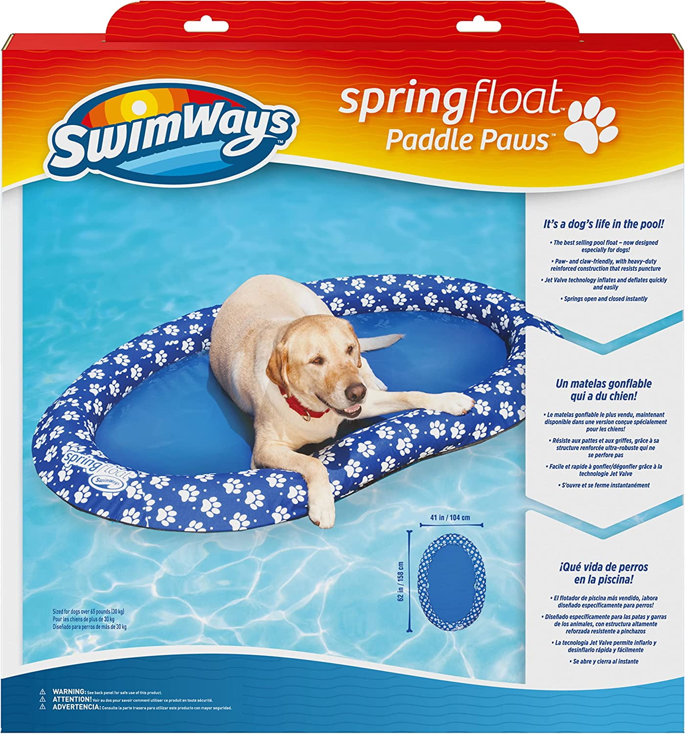 Egms Spring Float Paddle Paws Dog Pool Float, Blue, Supports Up to 65 ...