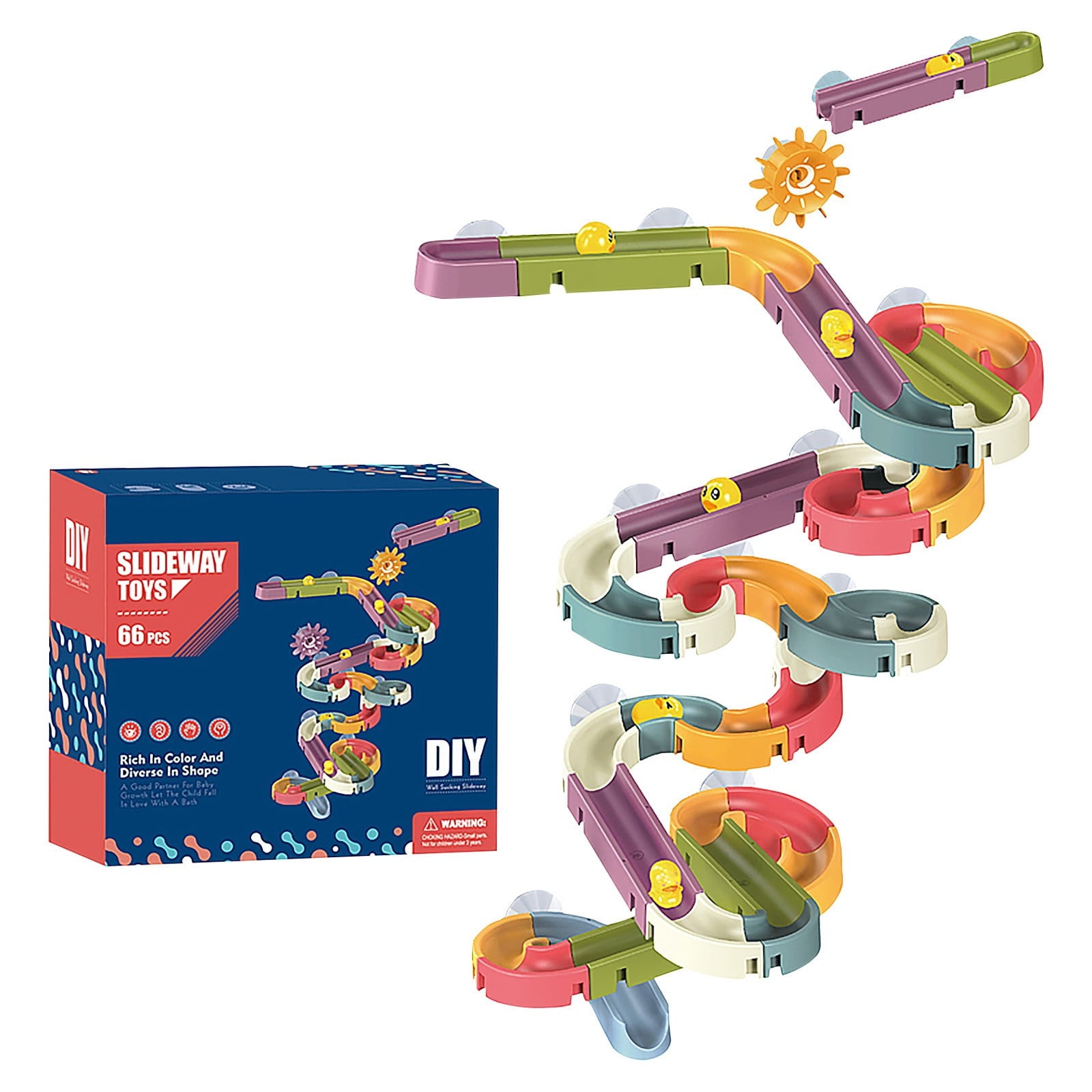 Egmy Toy Bath Toys DIY Slide Indoor Waterfalls Track Stick to Wall ...