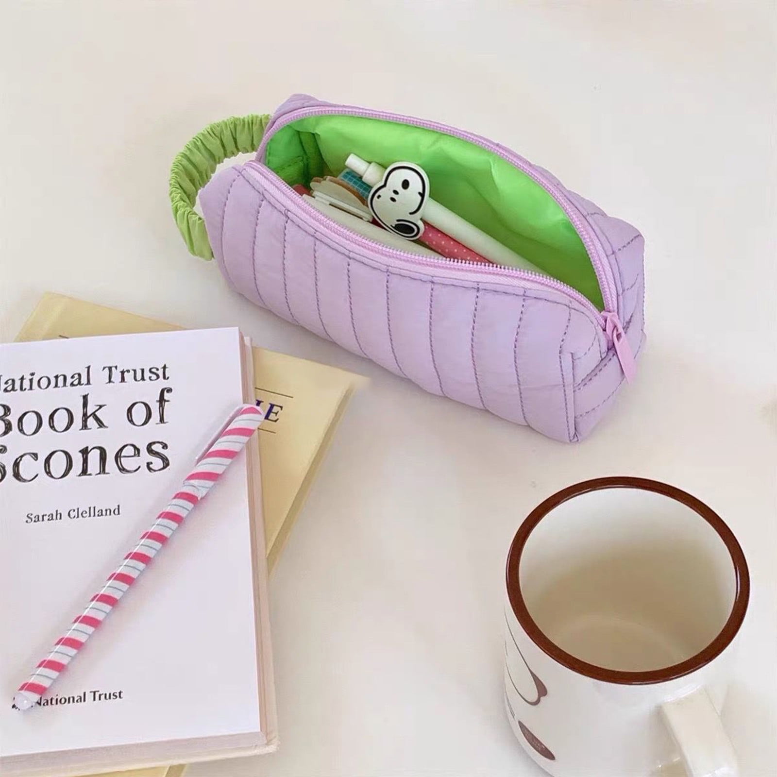 Egmy1 Cute Fragrant Taro Cream Pen Bag Large Capacity Stationery ...