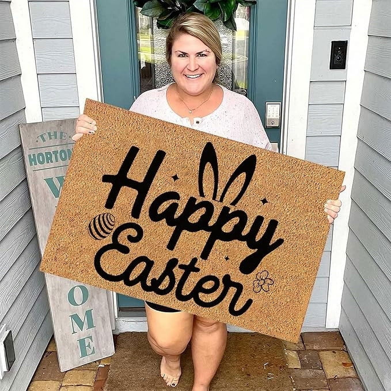Egmy1 Easter Decorations Easter Bunny Door Mat Happy Easter Front Door ...