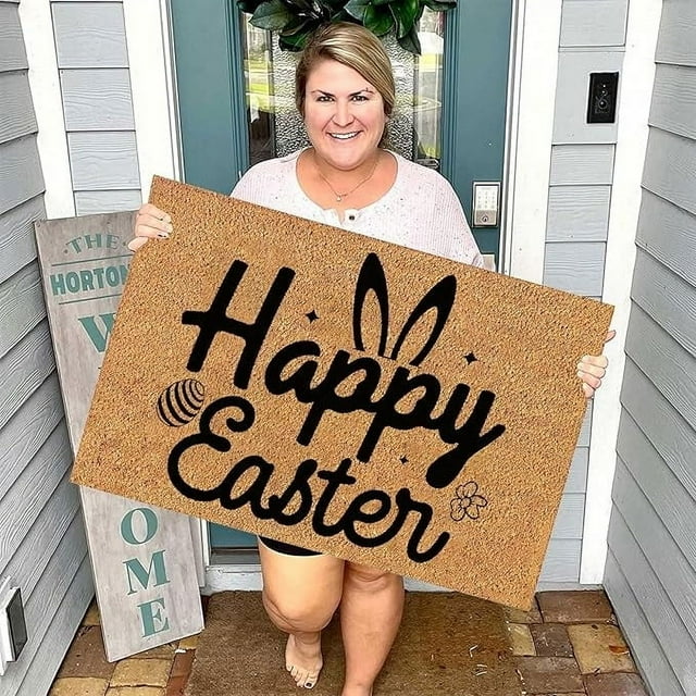 Egmy1 Easter Decorations Easter Bunny Door Mat Happy Easter Front Door ...
