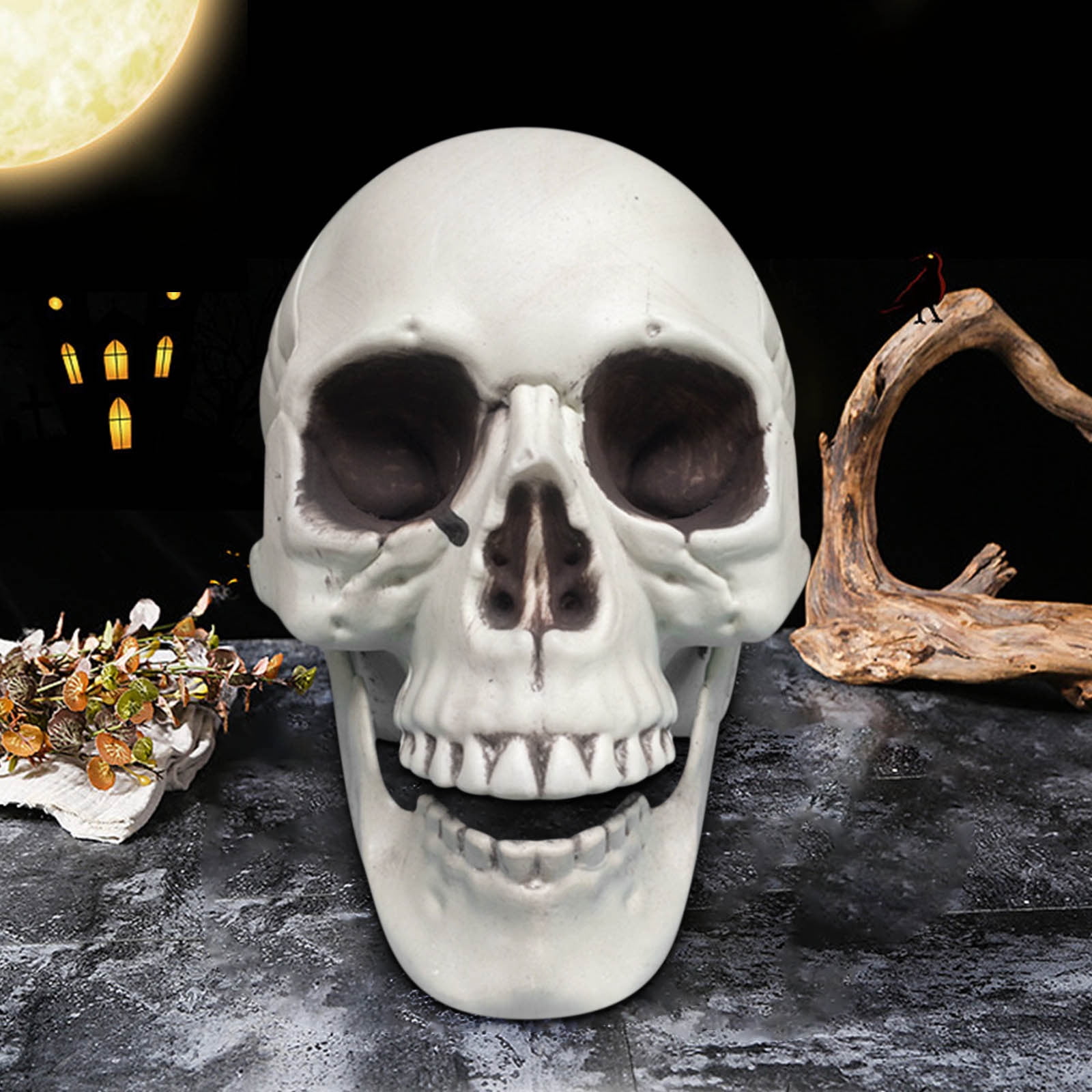 Egmy1 Halloween Skeletons Plastic Realistic Fake Simulation Human Skull ...