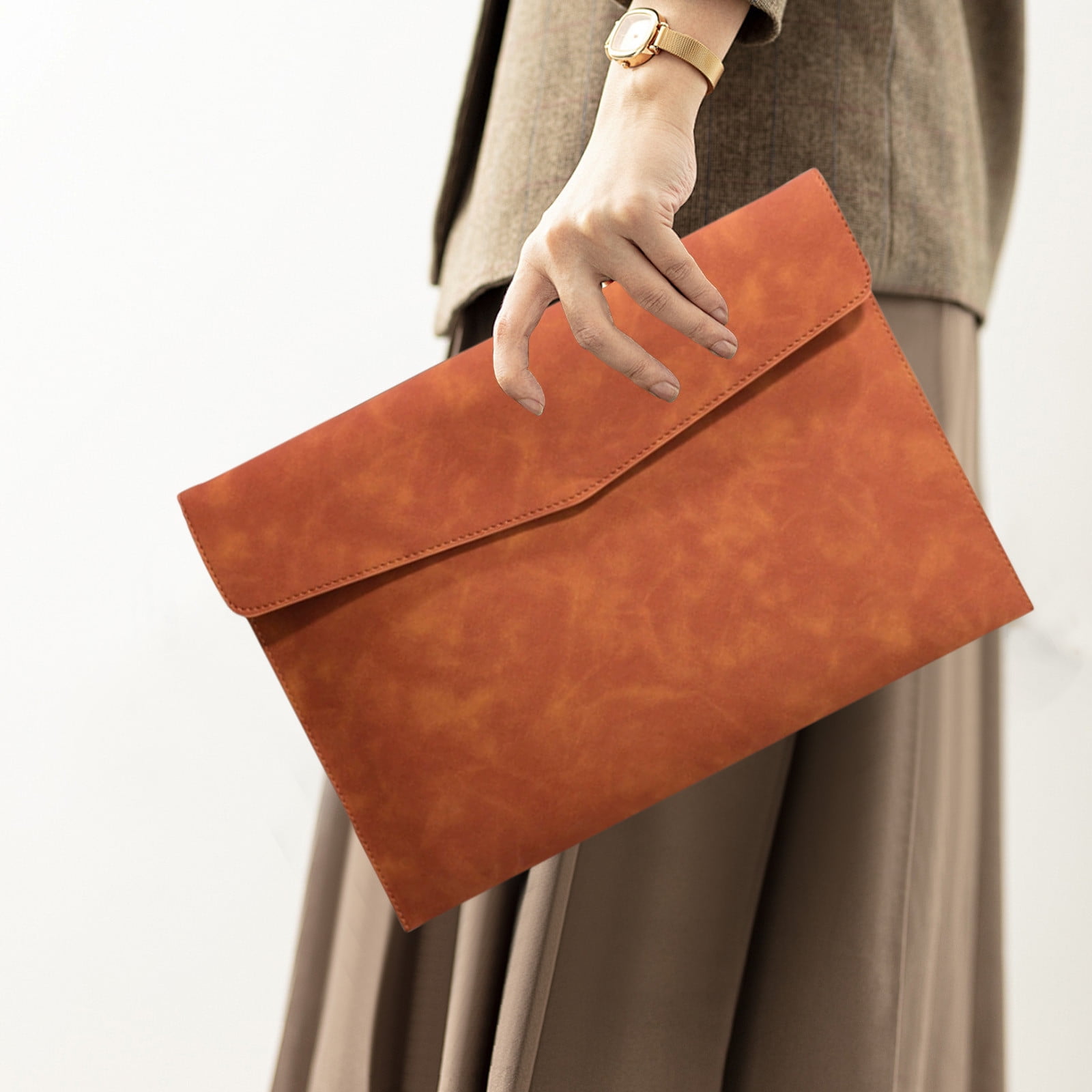 [Egmy1] Magnetic Lock Leather File Bag A4 Paper File Bag Folder Bag ...