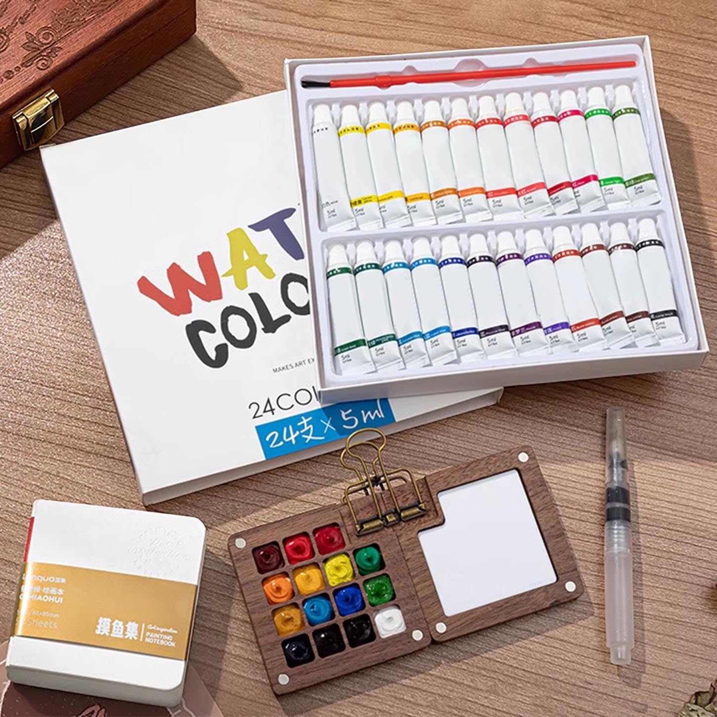 Egmy1 Mini Watercolor Paint Box Set 8-Color Paint Box+12 Color Paint ...