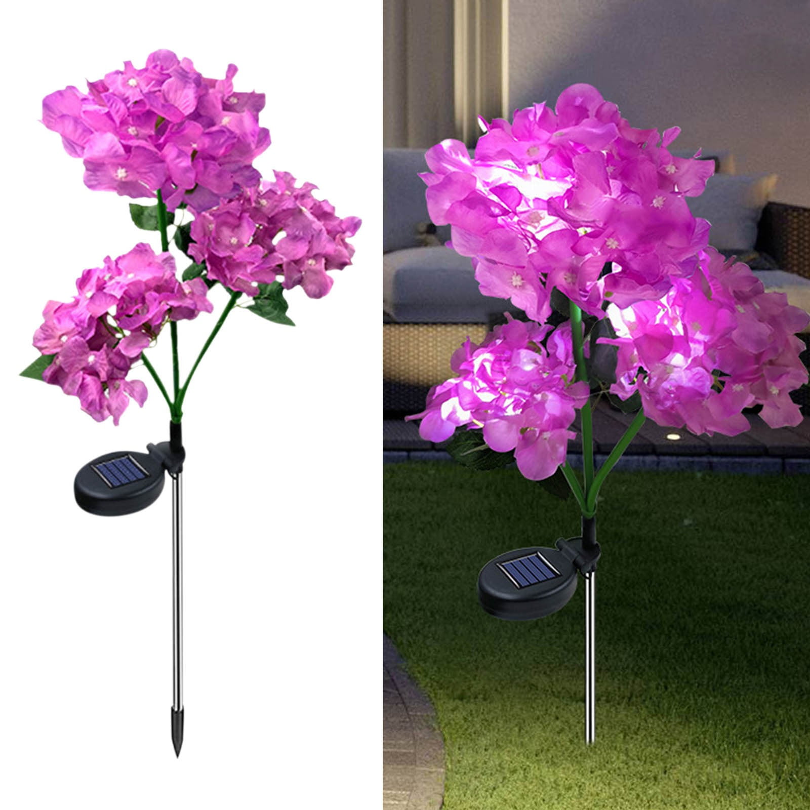 Egmy1 Solar Lights Outdoor Decorative Hydrangea Solar Garden Stake ...