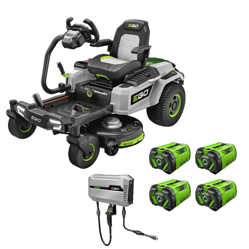 Ego Power+ 42 ZTR Lawn Mower, E-Steer, Includes 4x12Ah Batteries ...