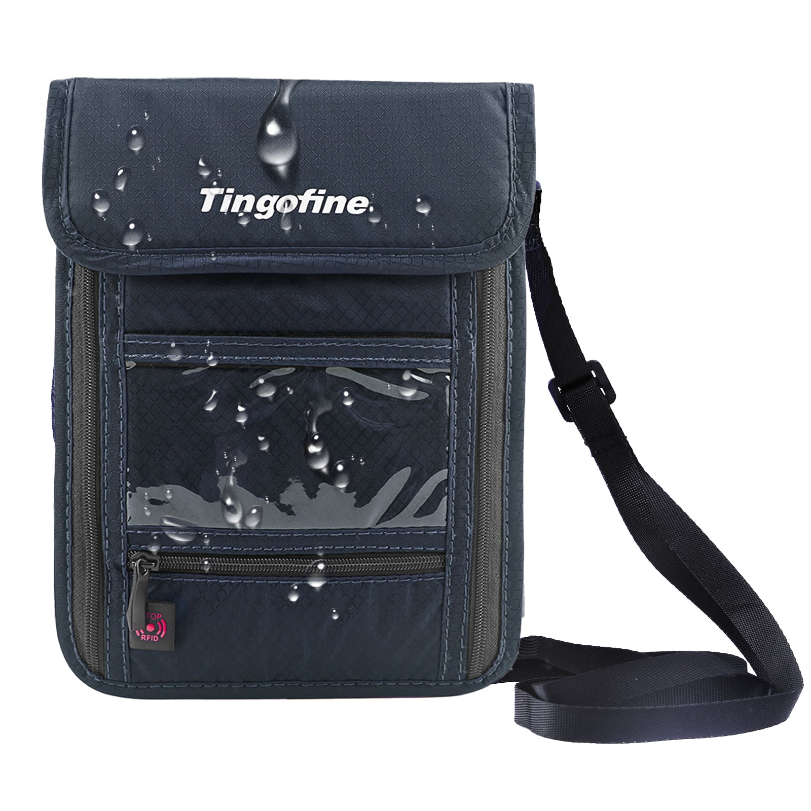 Passport Holder Waterproof RFID Blocking Nylon Neck Pouch with Vaccine ...