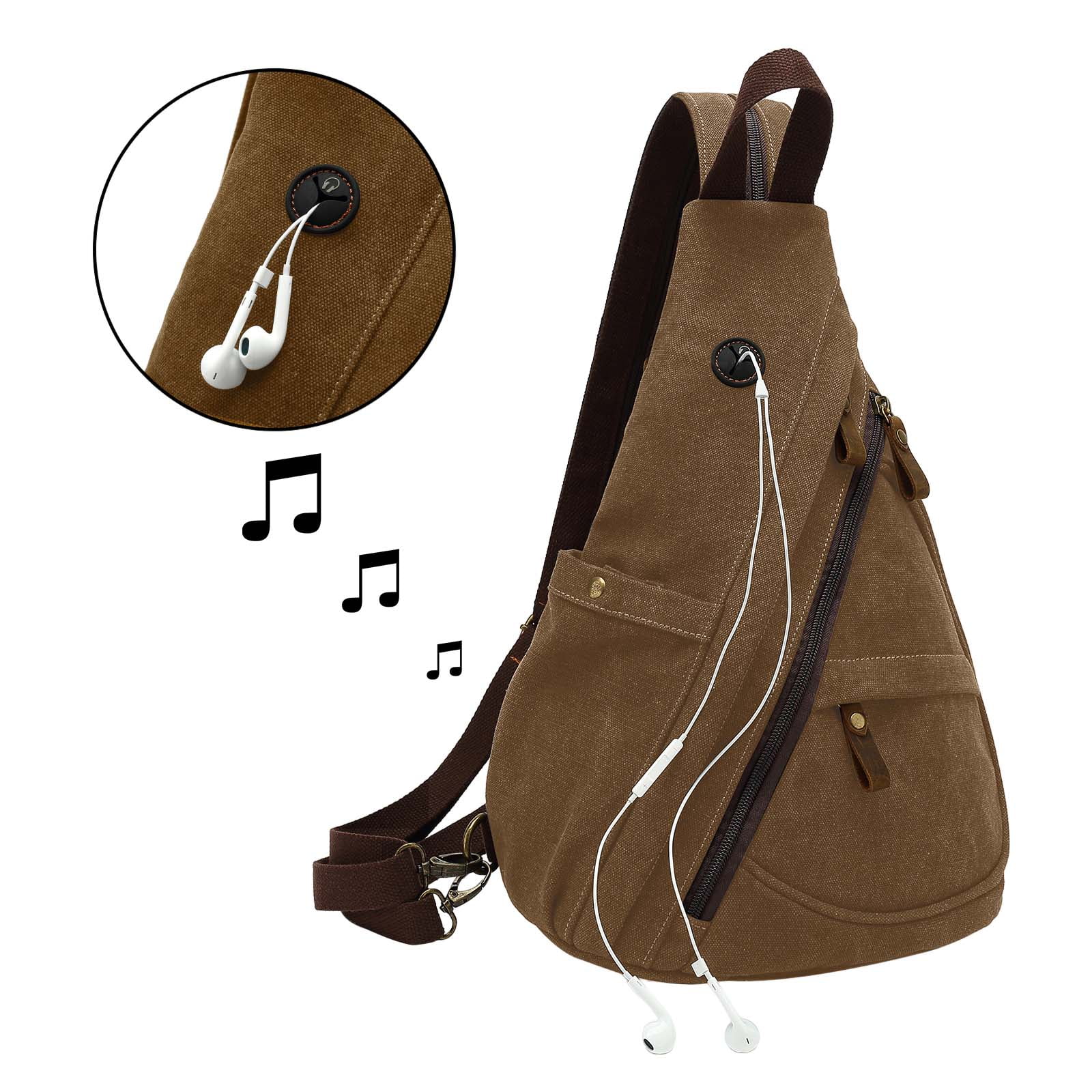 Egoelife Canvas Sling Bag, Lightweight Waterproof Chest Backpack ...