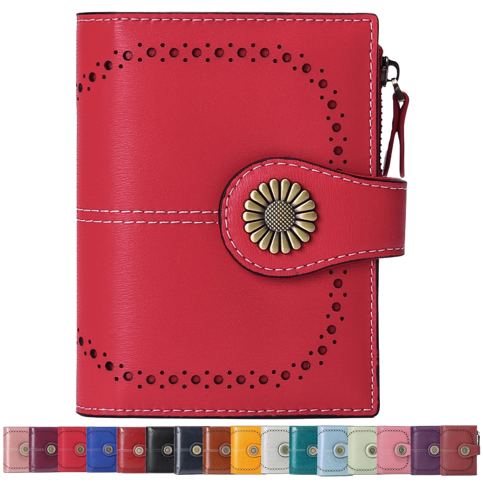 Egoelife Small Women Wallet Bifold RFID Blocking Genuine Leather Short ...