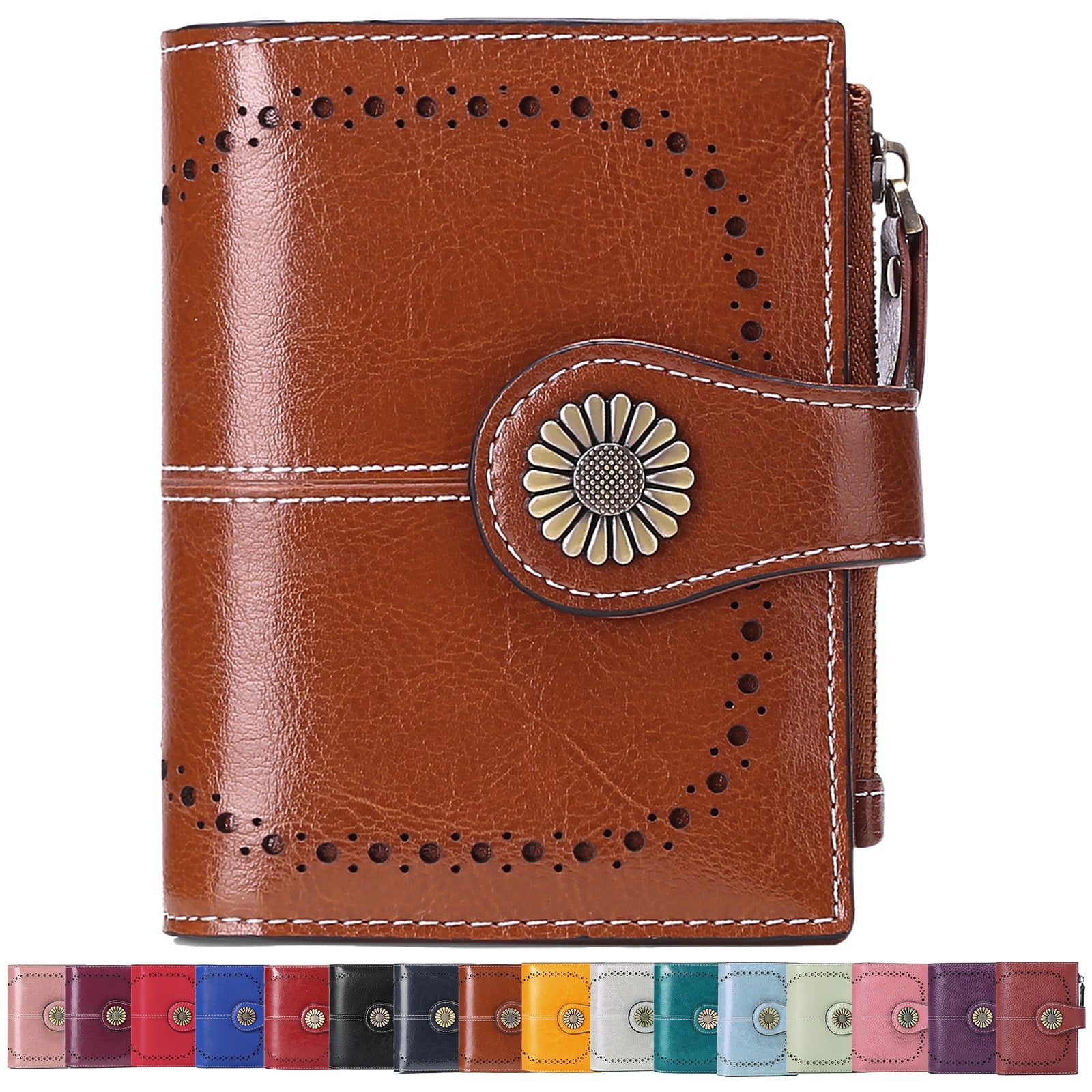 Egoelife Small Women Wallet Bifold RFID Blocking Genuine Leather Short ...