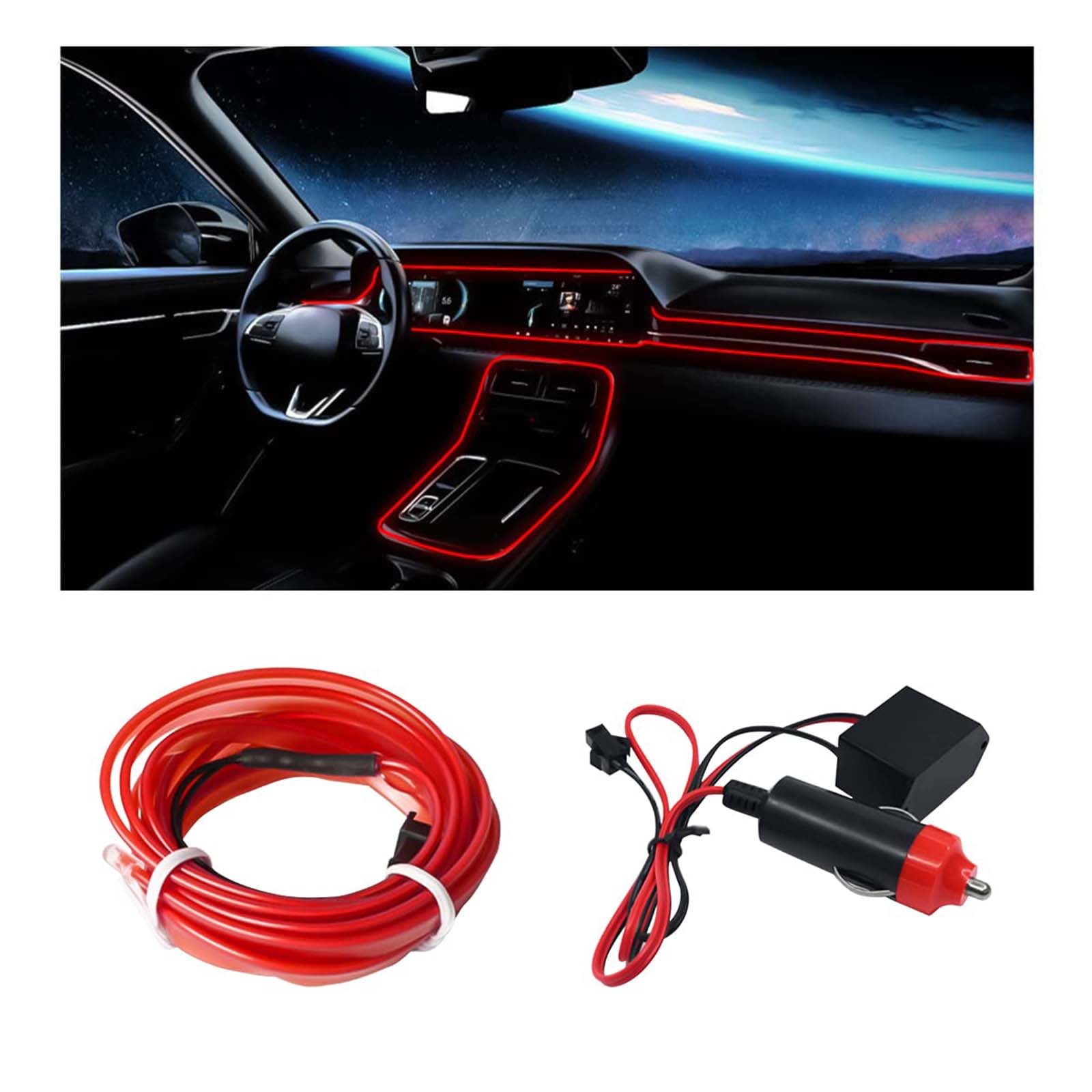 Egoelife Wire Red Interior Car LED Strip Lights 3m/5m neon Wire 12V ...