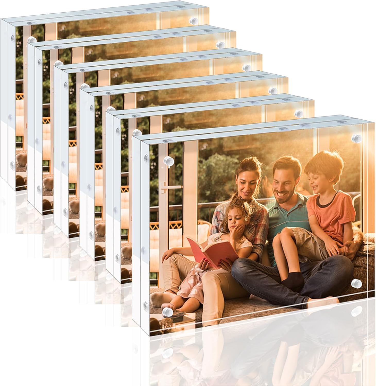 Egofine 5x7 Acrylic Frames 6 Pack, 20mm Thicker Frameless Clear Picture ...