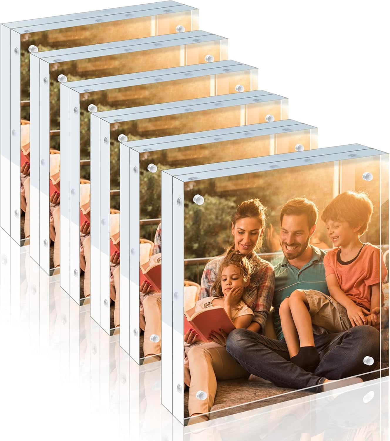 Egofine 8x8 Acrylic Frame 6 Pack, 20mm Thicker Frameless Clear Picture ...
