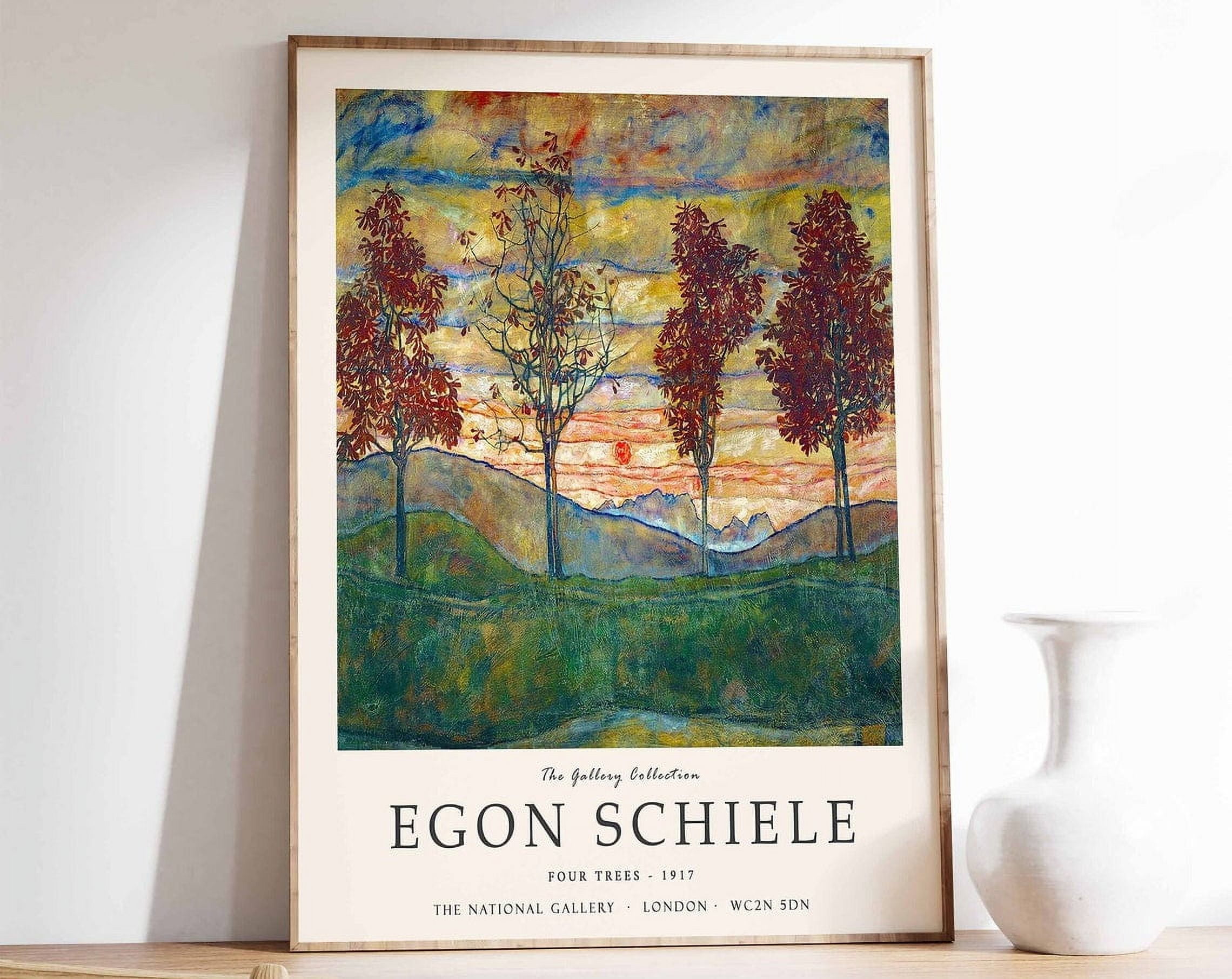 Egon Schiele Art Print, Four Trees, Egon Schiele Wall Art, Trees Poster ...