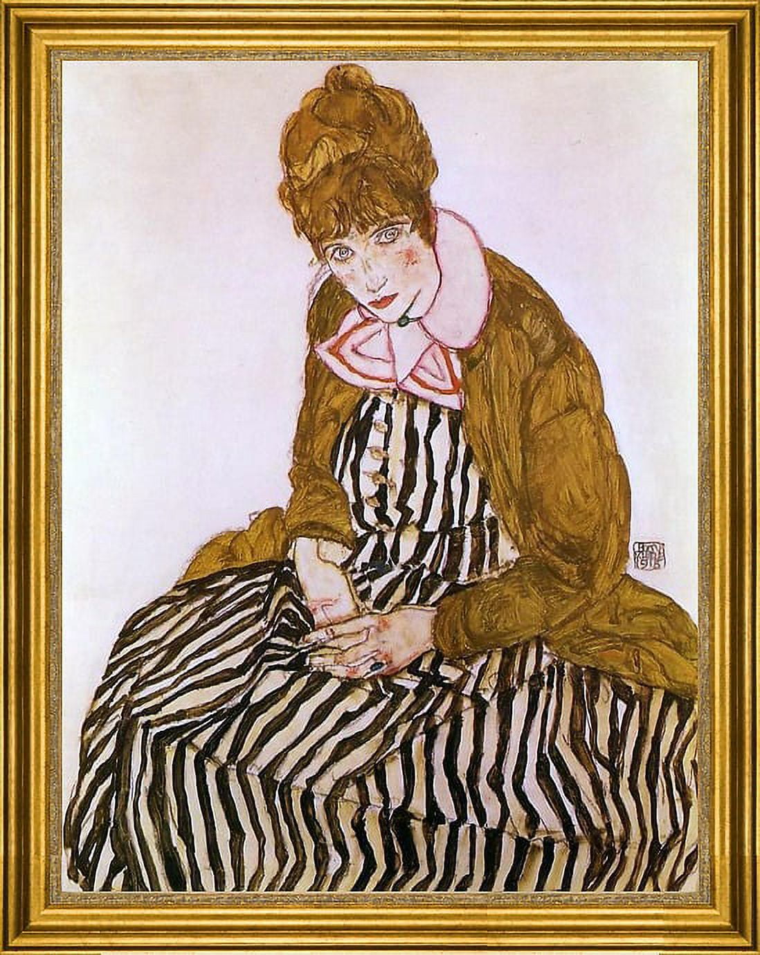 Egon Schiele Edith Schiele Seated - 18" x 24" Framed Premium Canvas ...