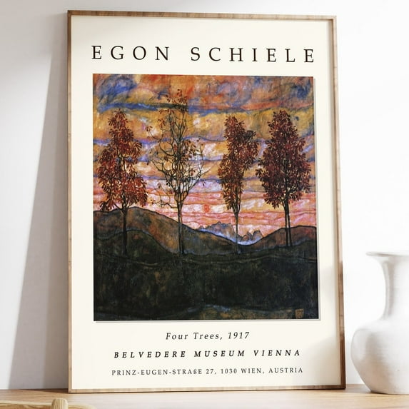 Egon Schiele Four Trees Poster, Egon Schiele Art Print, Nature Print ...