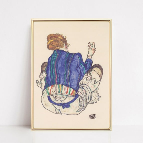 Egon Schiele Seated Woman Print: Vintage Boho Fine Art UNFRAMED PAPER ...