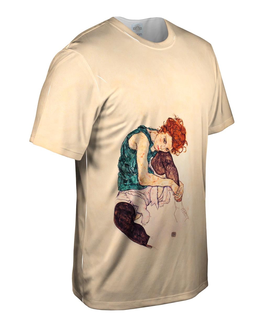 Egon Schiele - Seated Woman with Bent Knee 1917 Mens T-Shirt All Over ...