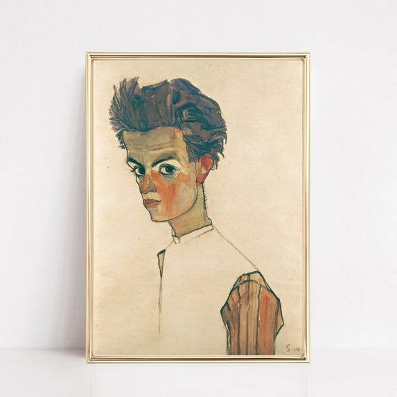 Egon Schiele Self Portrait, Expressionist Painting, Eclectic Wall Art ...