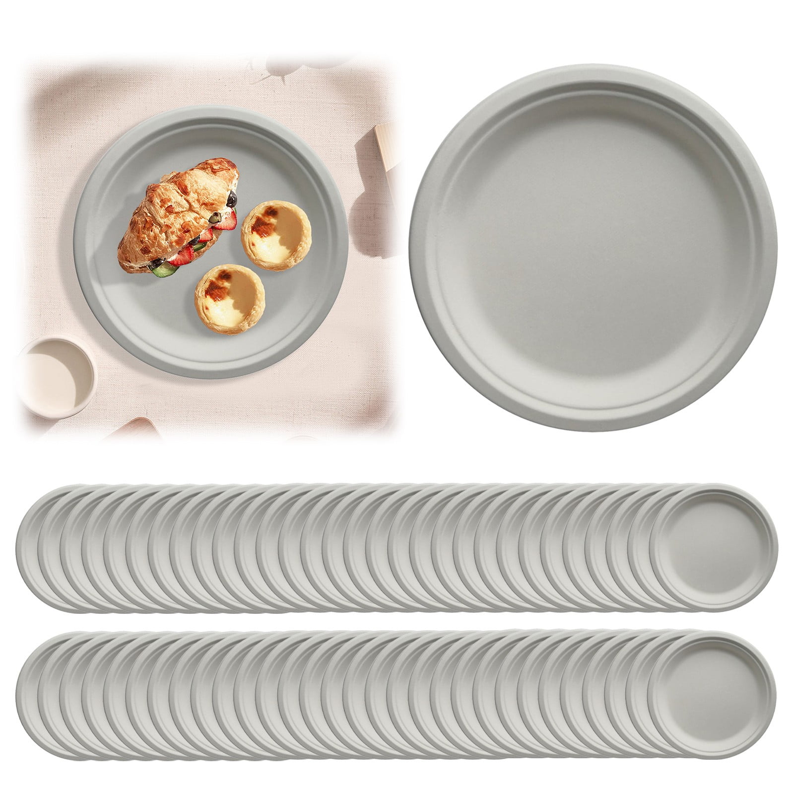 Egooesam Compostable Paper Plates Heavy Duty 60 Pack Biodegradable ...