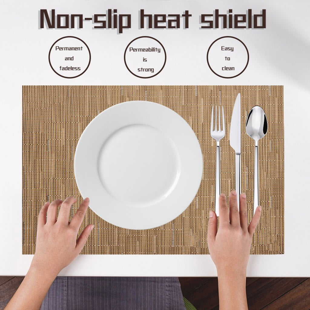 Egooesam Placemats,European Style Non-Slip Heat Insulation Bamboo Grain ...