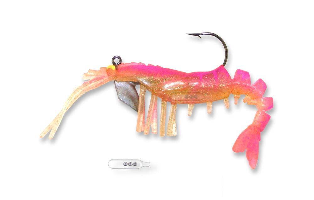 Egret E-VS35R-14-14 Vudu Rattler Shrimp Pink 3.5" Soft Plastic Fishing ...