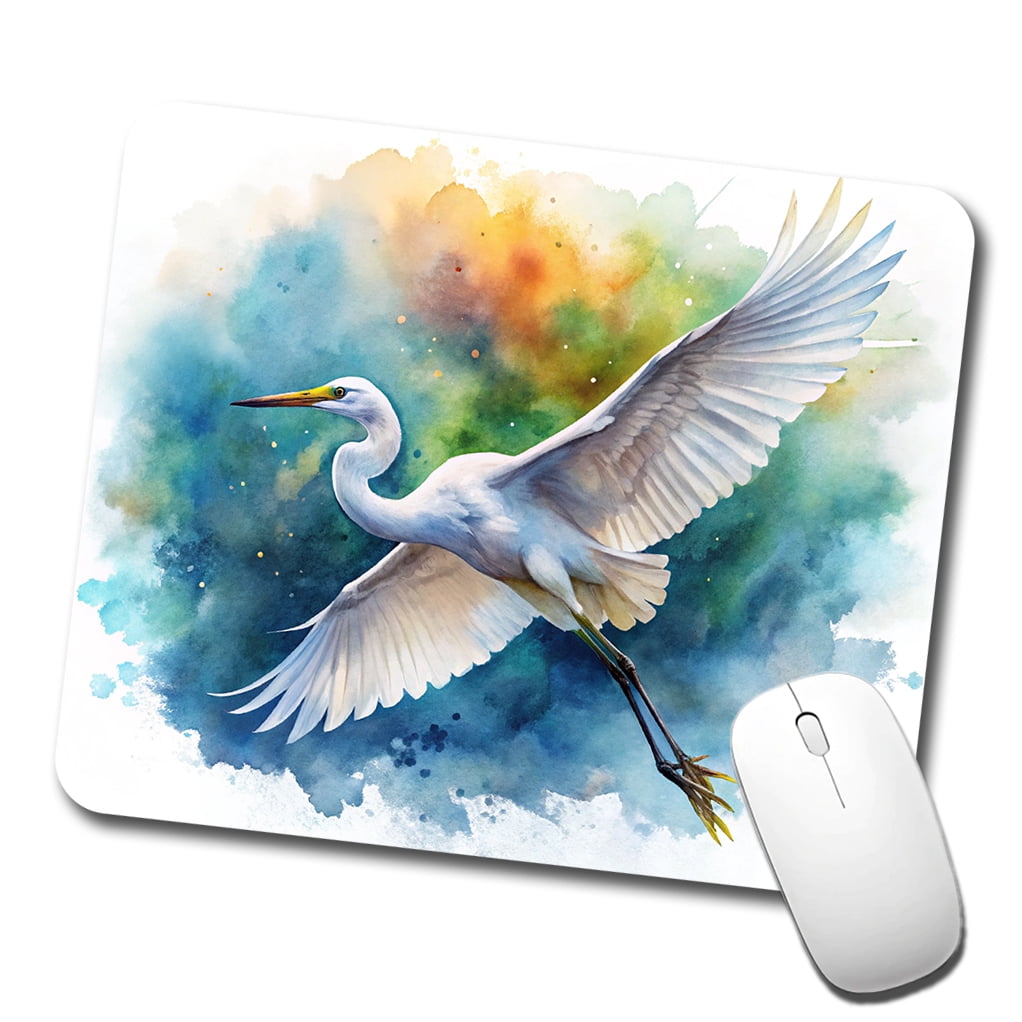 Egret In Flight Watercolor Mouse Pad Low Profile Gaming Mat - Walmart.com