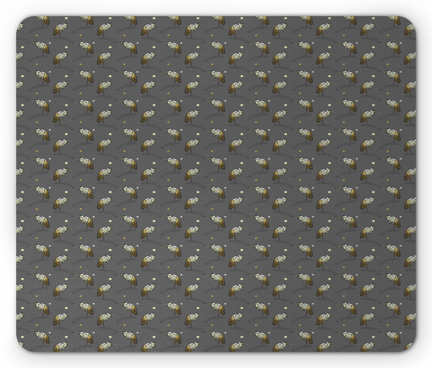 Egret Mouse Pad, Continuous Pattern with Herons with Dots Print ...