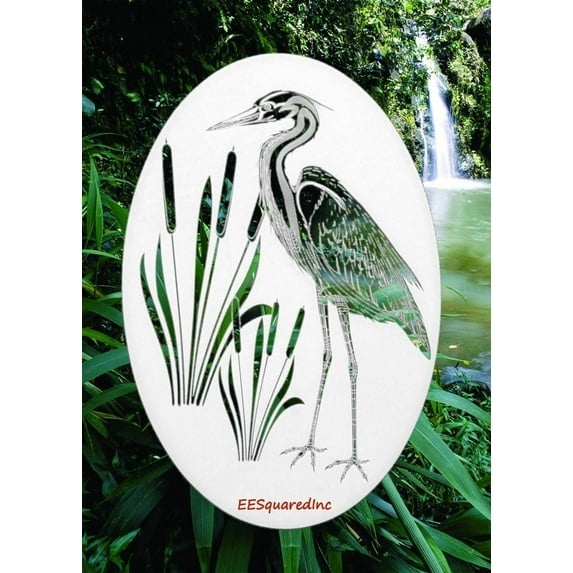 Egret Right Static Cling Window Decal OVAL 21x33 Bird Decor for Glass ...