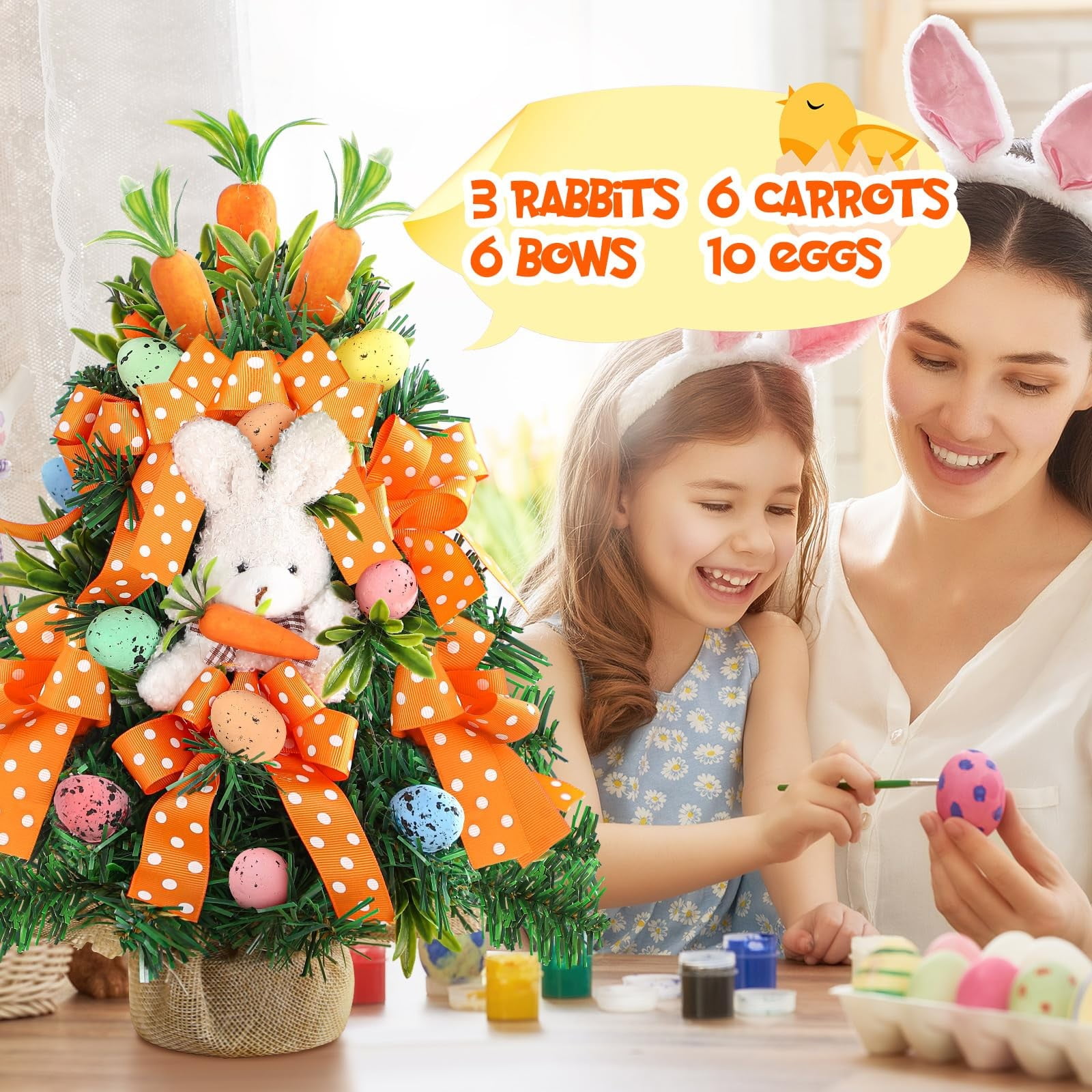 Eguobalx Easter Egg Tree Decor 18 Inch, Tabletop Centerpiece with 3 ...