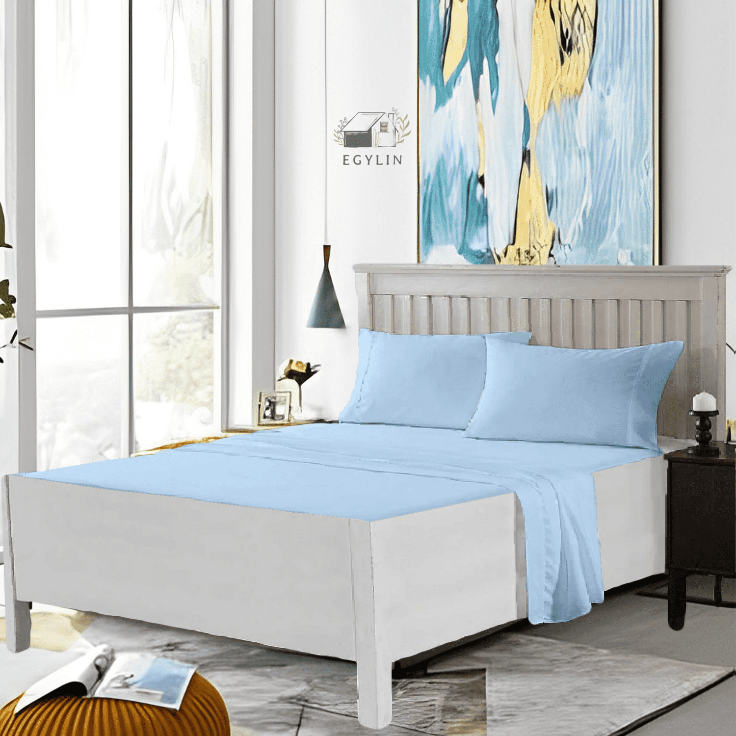 Egylin 800 Thread Count 100% Egyptian Cotton Waterbed Sheets Set 4Pc ...