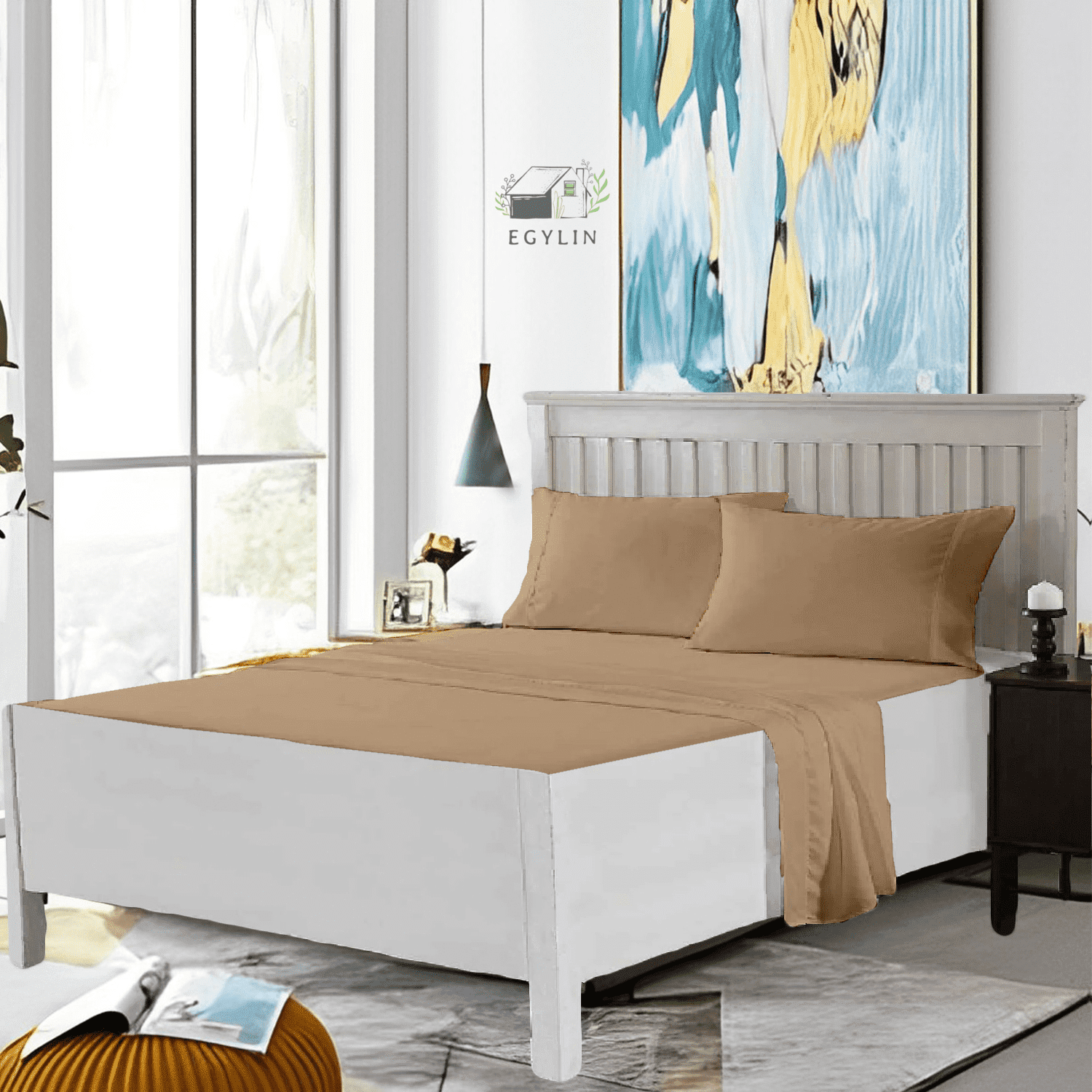 Egylin 800 Thread Count 100% Egyptian Cotton Waterbed Sheets Set 4Pc ...