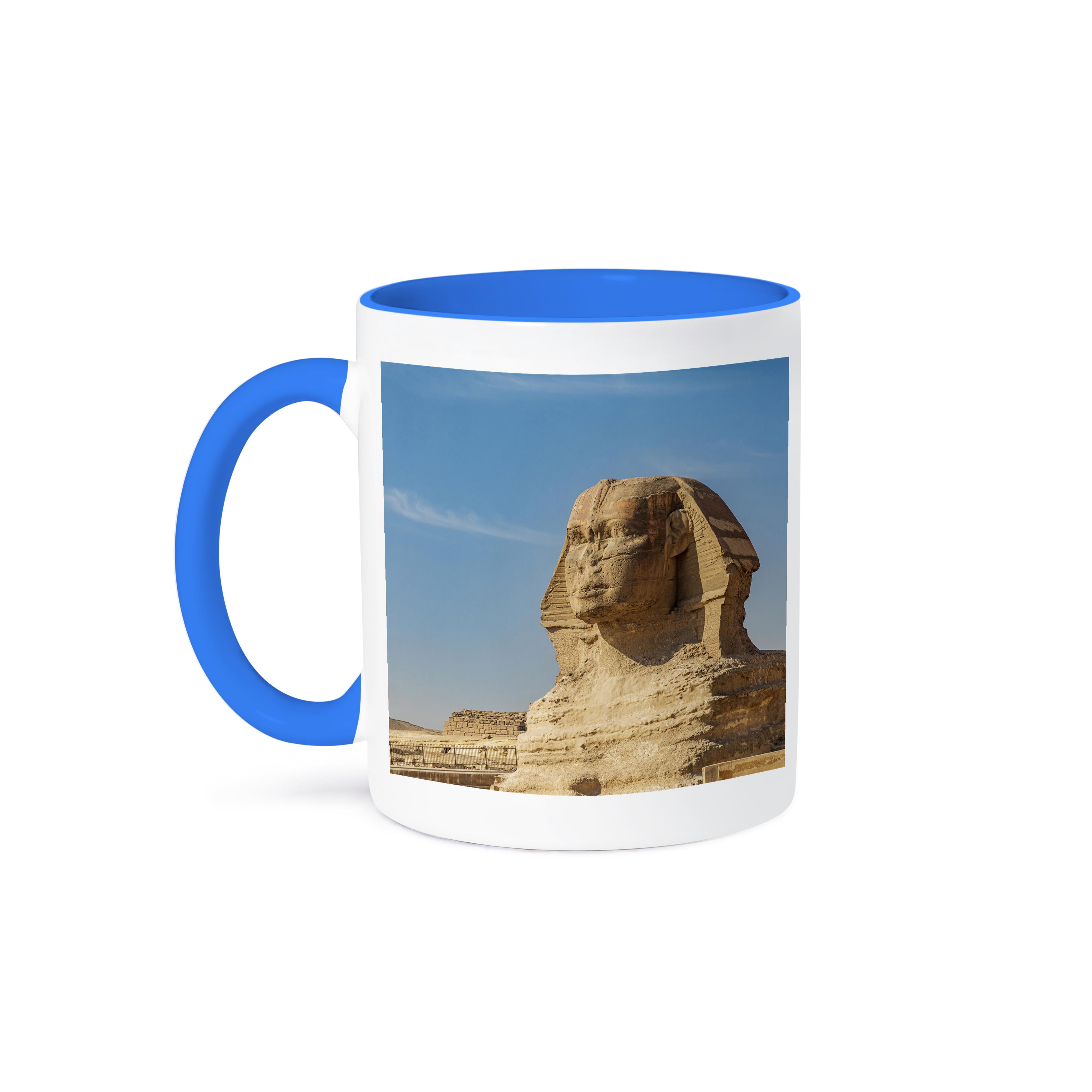 3dRose, Egypt, Cairo. Great Sphinx of Giza in front of Great Pyramid of ...