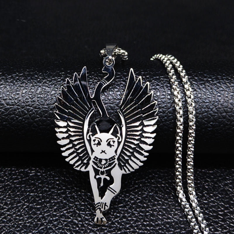 Egypt Cat Bastet 14K White Gold Ancient Egyptian Wiccan Egyptian Sphinx ...
