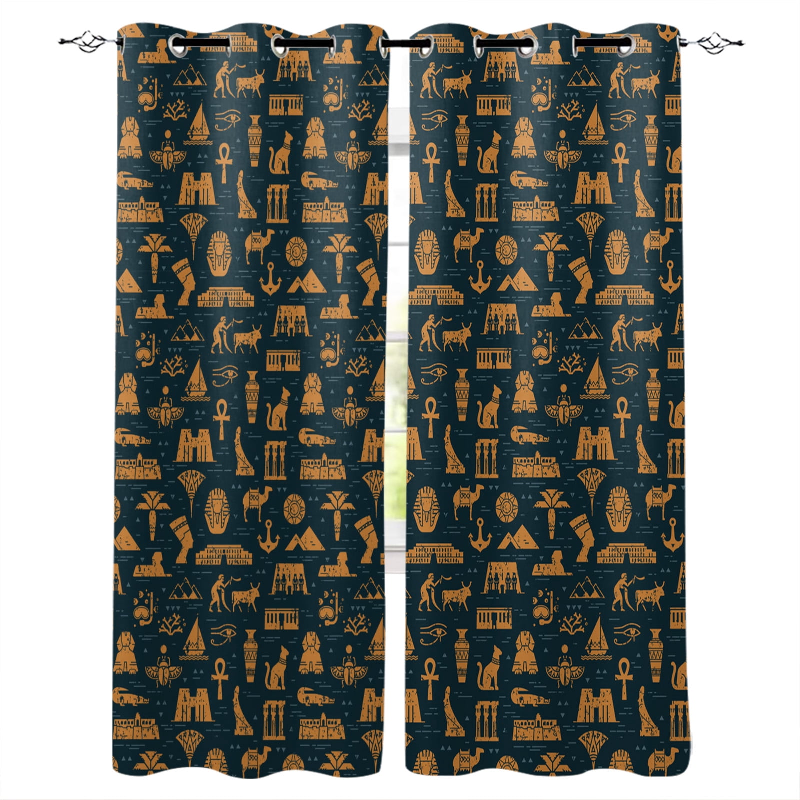Egypt Culture Ancient Egypt Pyramid Mummy Window Curtains Living Room ...