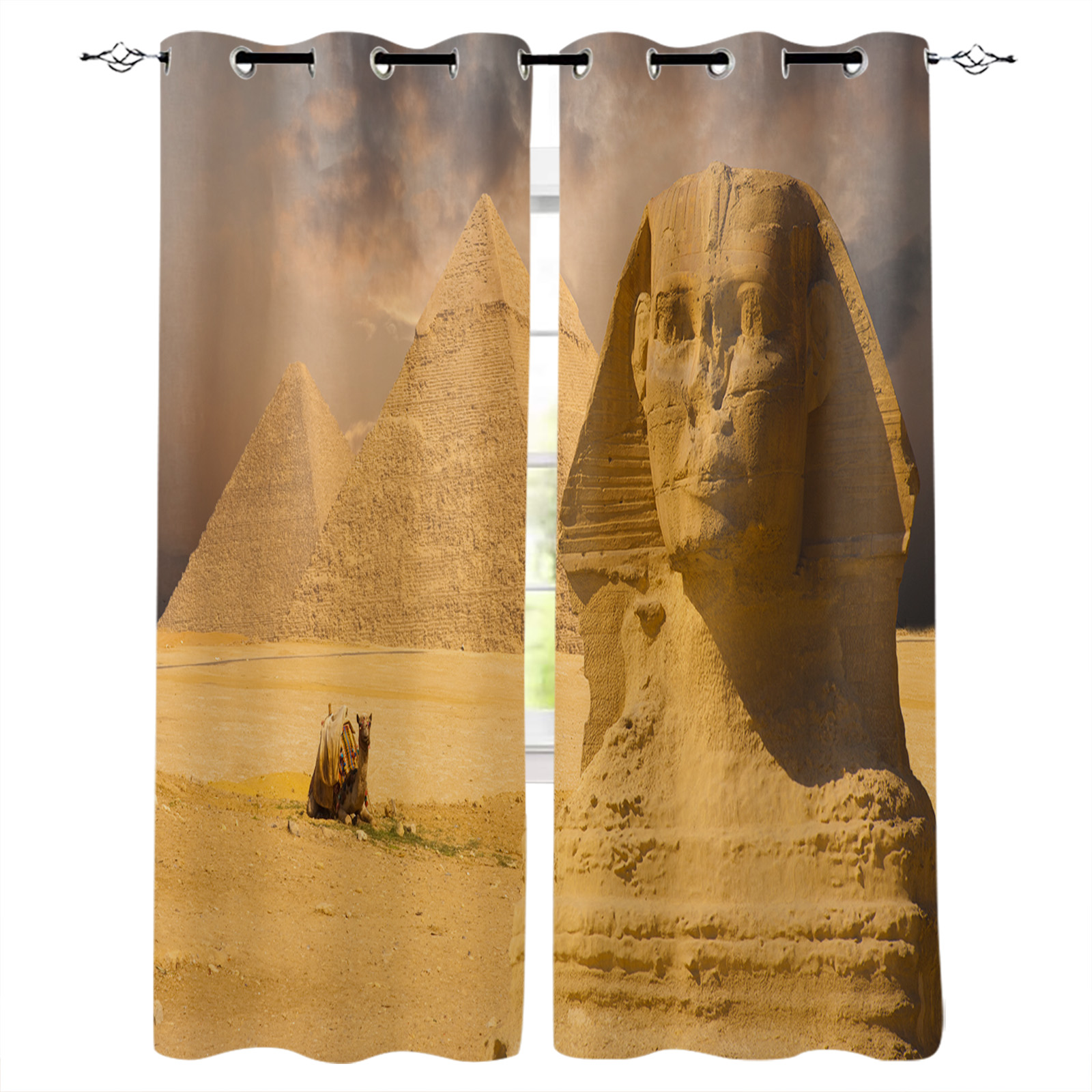 Egypt Culture Ancient Egypt Pyramid Mummy Window Curtains Living Room ...