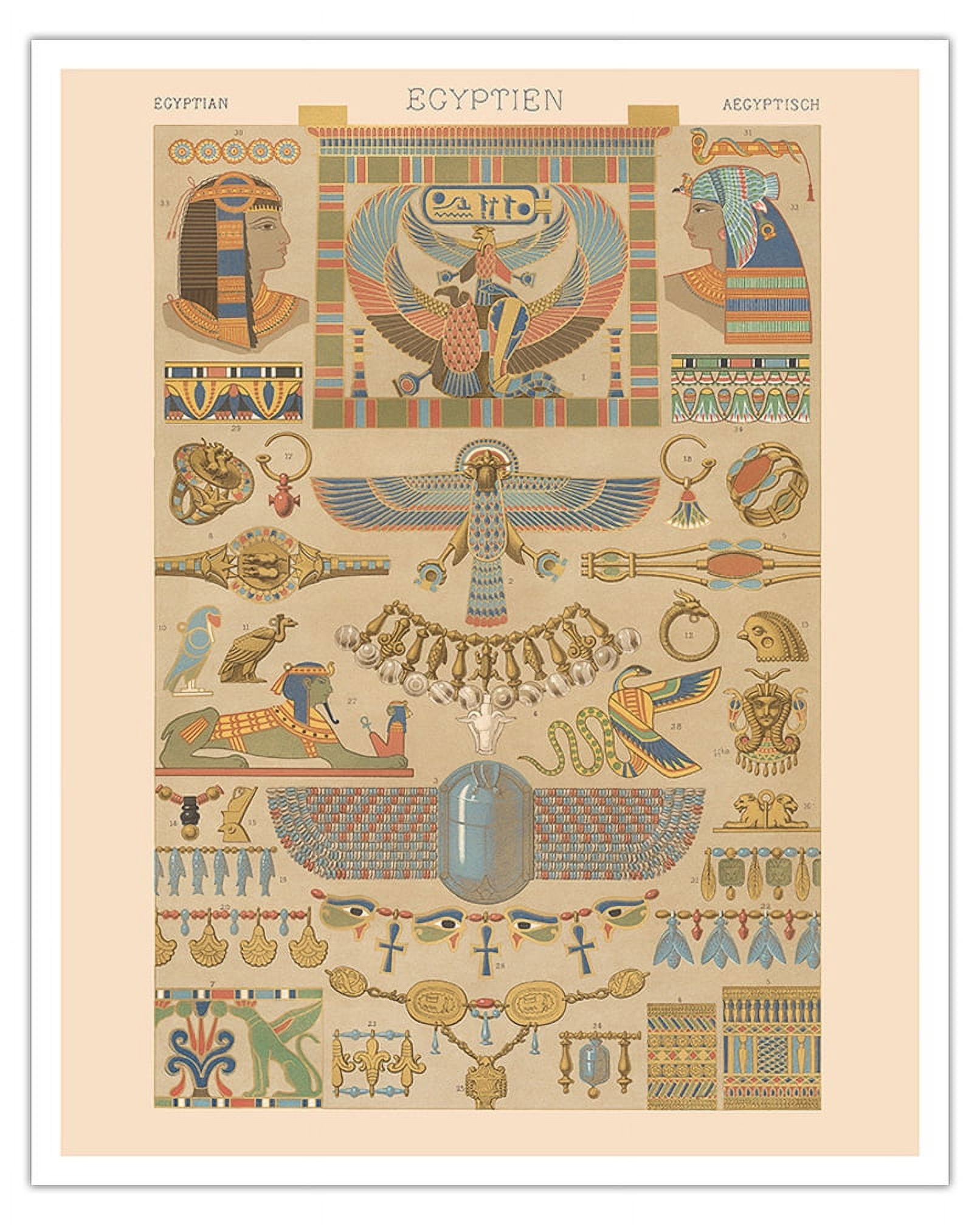 Egypt - Egyptian Hieroglyphs - Pharaoh Gods - Vintage Lithograph Print ...