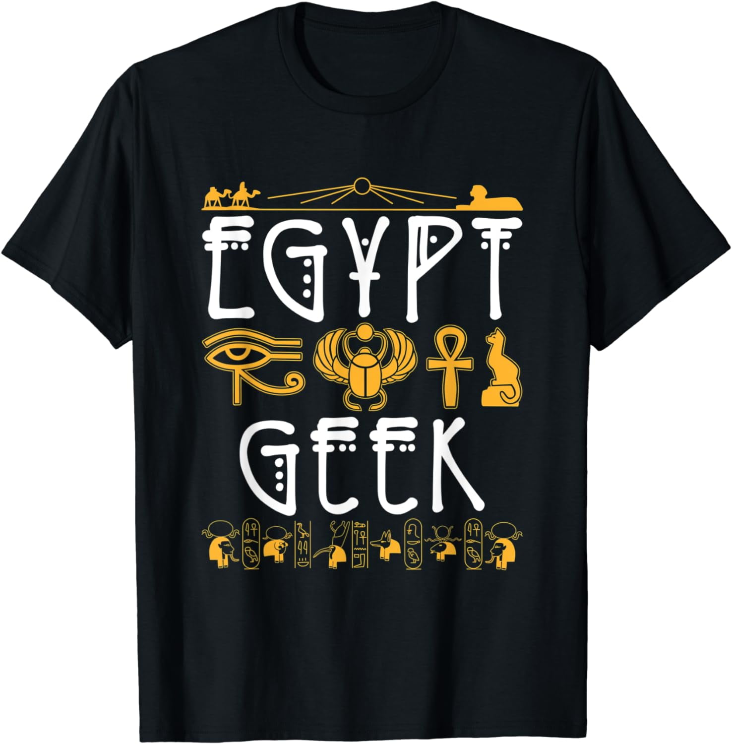 Egypt Geek Ancient Egyptian Symbols Ankh Sphinx Eye of Horus T-Shirt ...