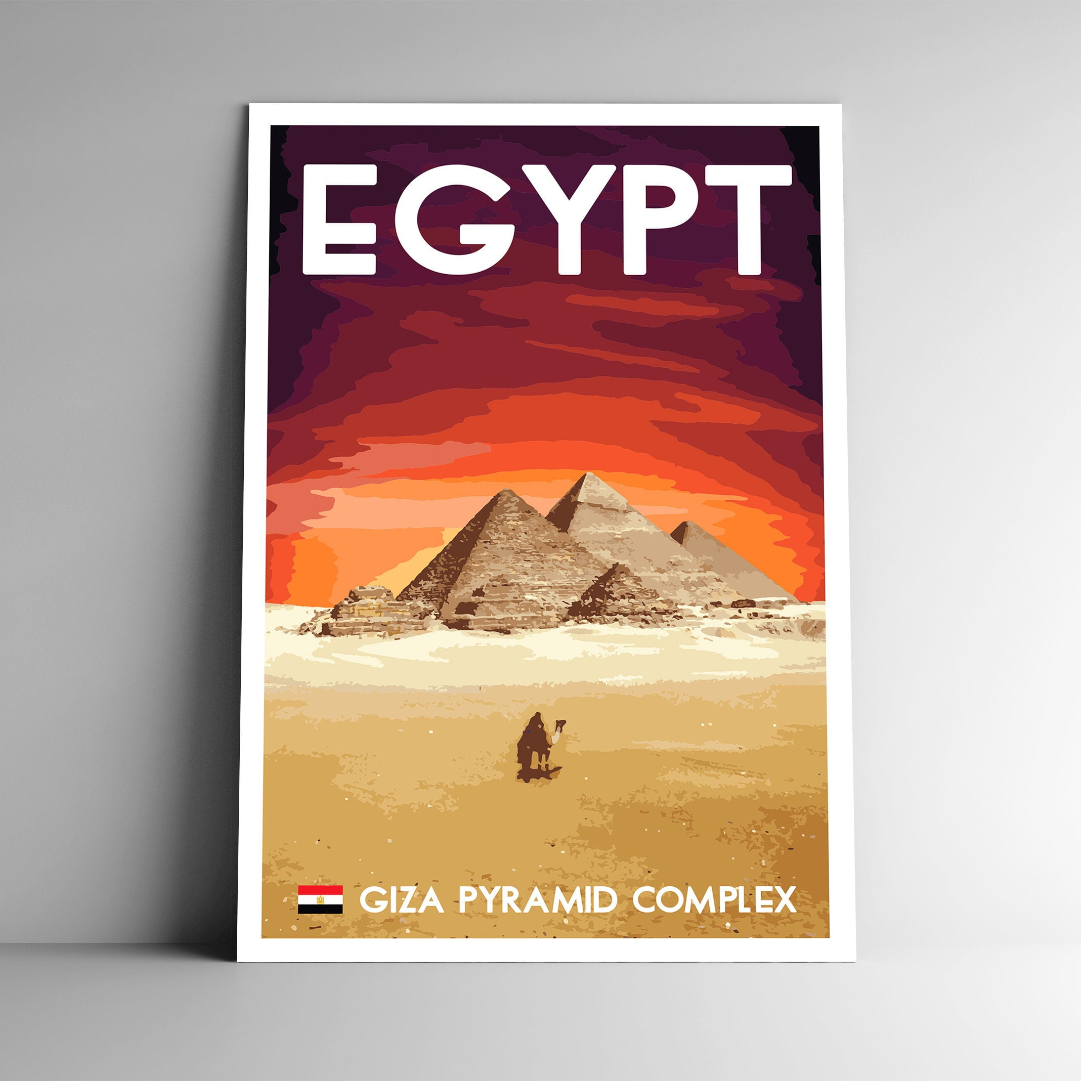 Egypt Giza Pyramids Complex Vintage Travel Poster / Postcard WPA Style ...