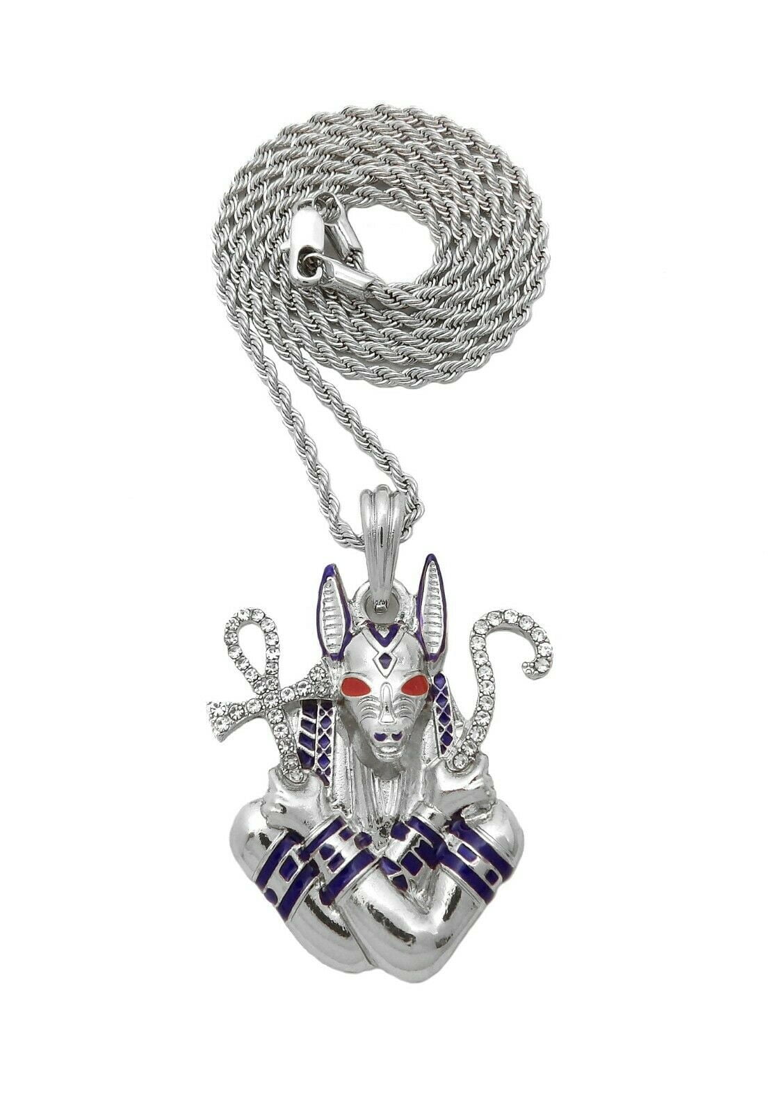 Egypt God of Death Anubis Pendant 2mm 18", 20", 24" Rope Chain Necklace ...