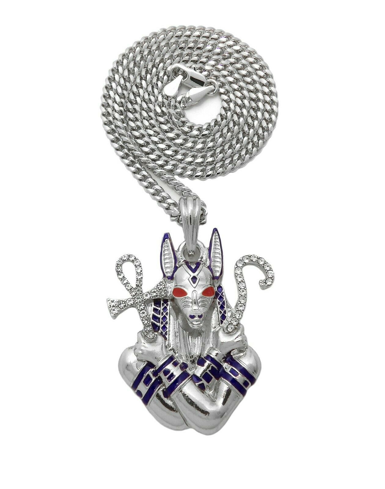 Egypt God of Death Anubis Pendant 3mm 18", 20", 24" Cuban Chain ...